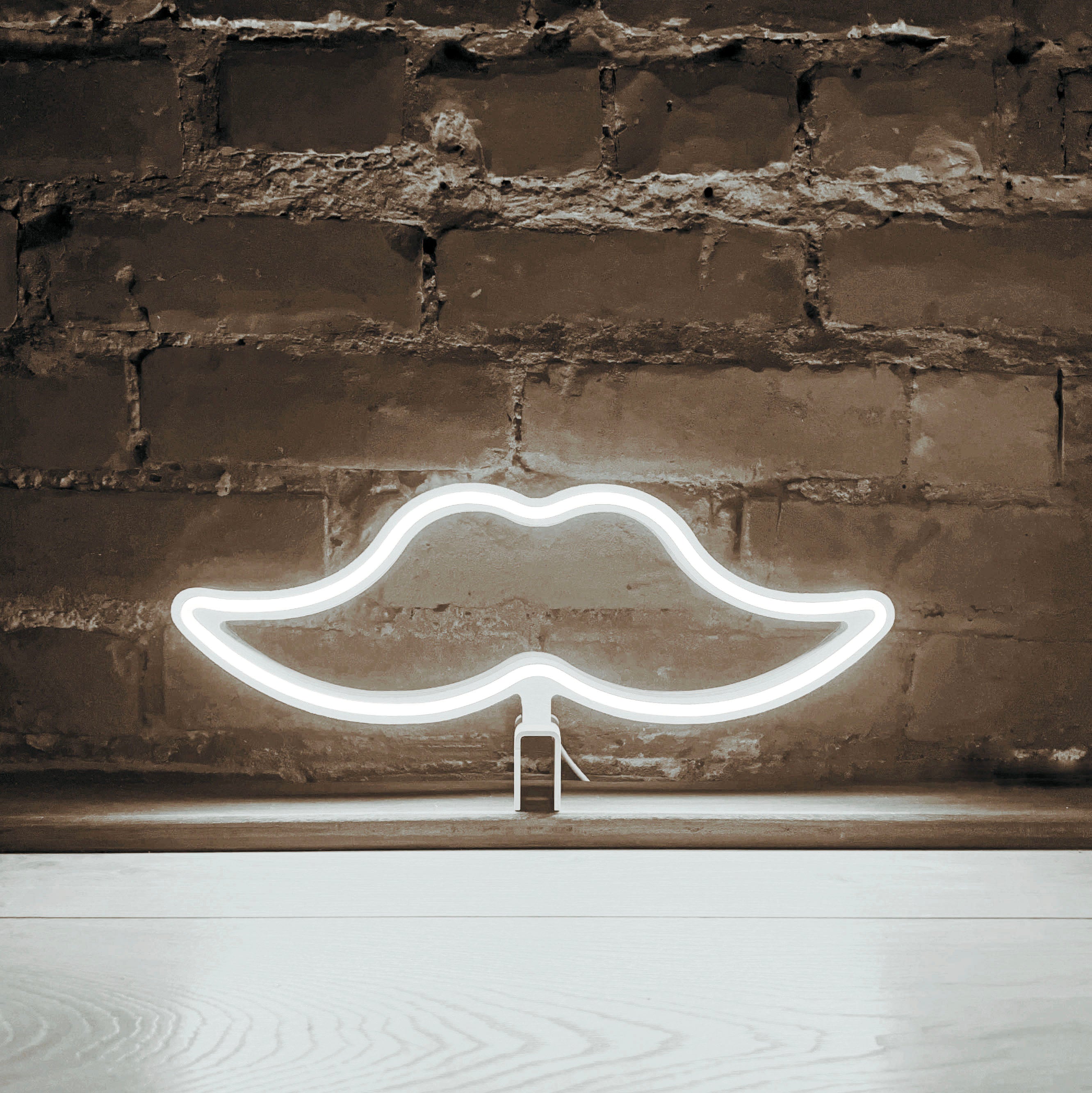 Neon Movember Moustache - Cool White – Our Glowing Hearts